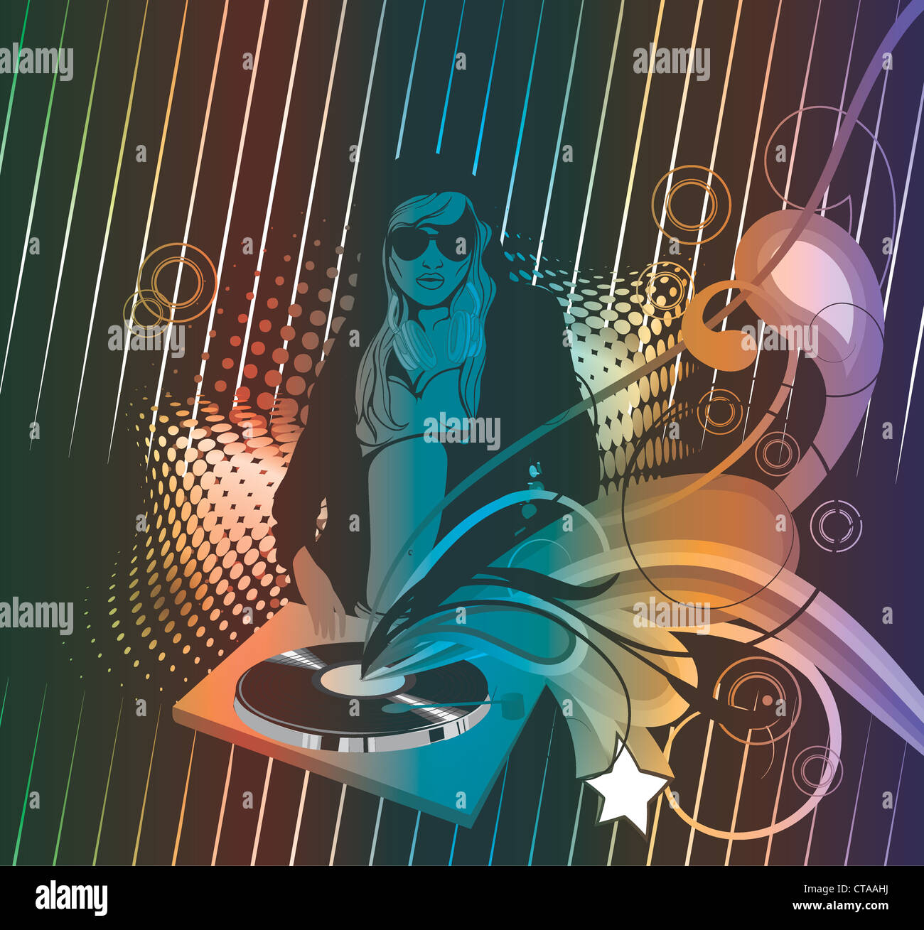 vector concert poster with dj Stock Photo - Alamy