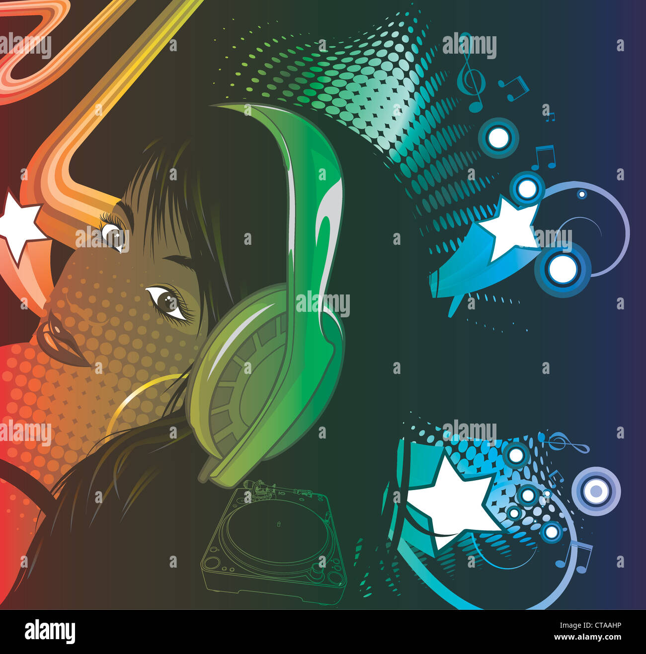 vector concert poster with girl Stock Photo - Alamy