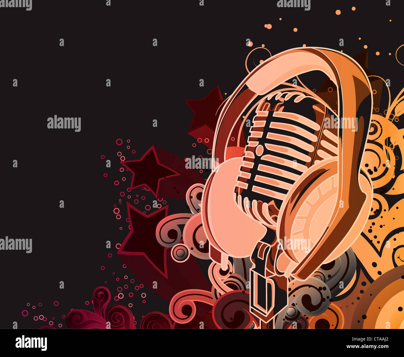 vector concert poster with microphone Stock Photo - Alamy