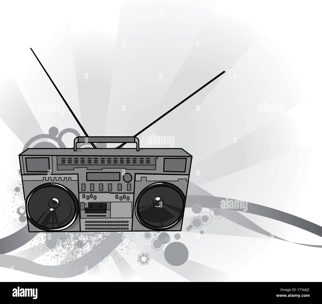 vector concert poster with cassette player Stock Photo - Alamy
