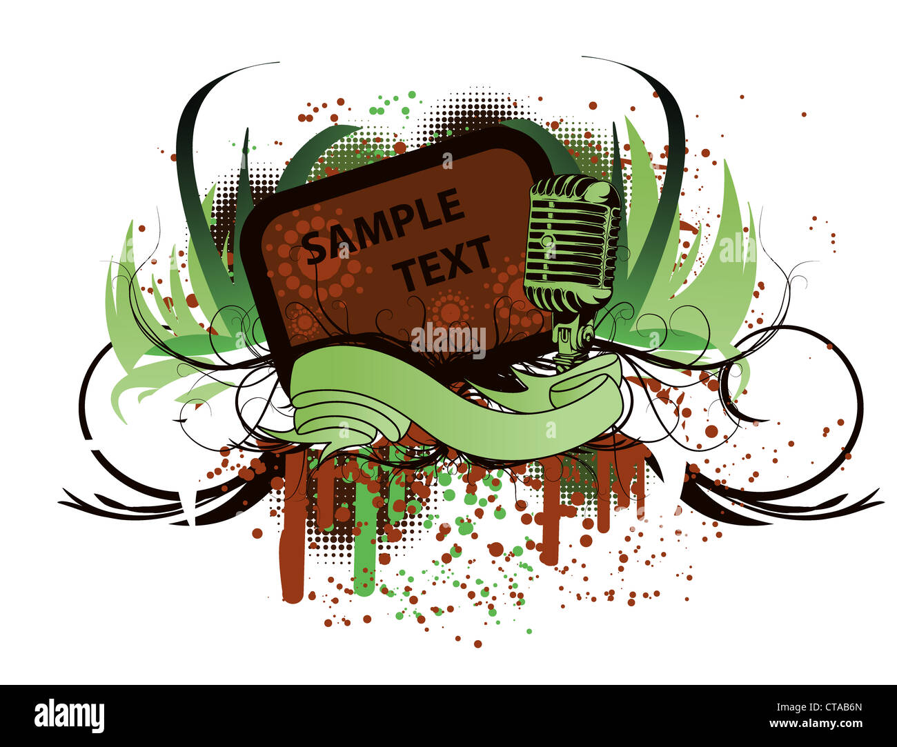 music frame with microphone vector illustration Stock Photo - Alamy