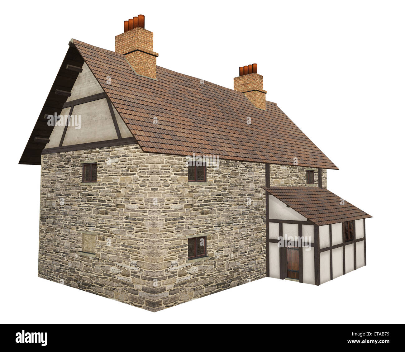 Medieval Country House Isolated on White - 2 Stock Photo - Alamy