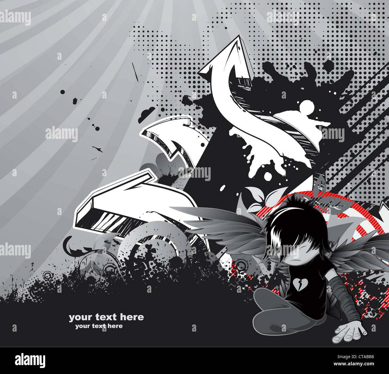 vector emo kid with 3d arrows Stock Photo - Alamy