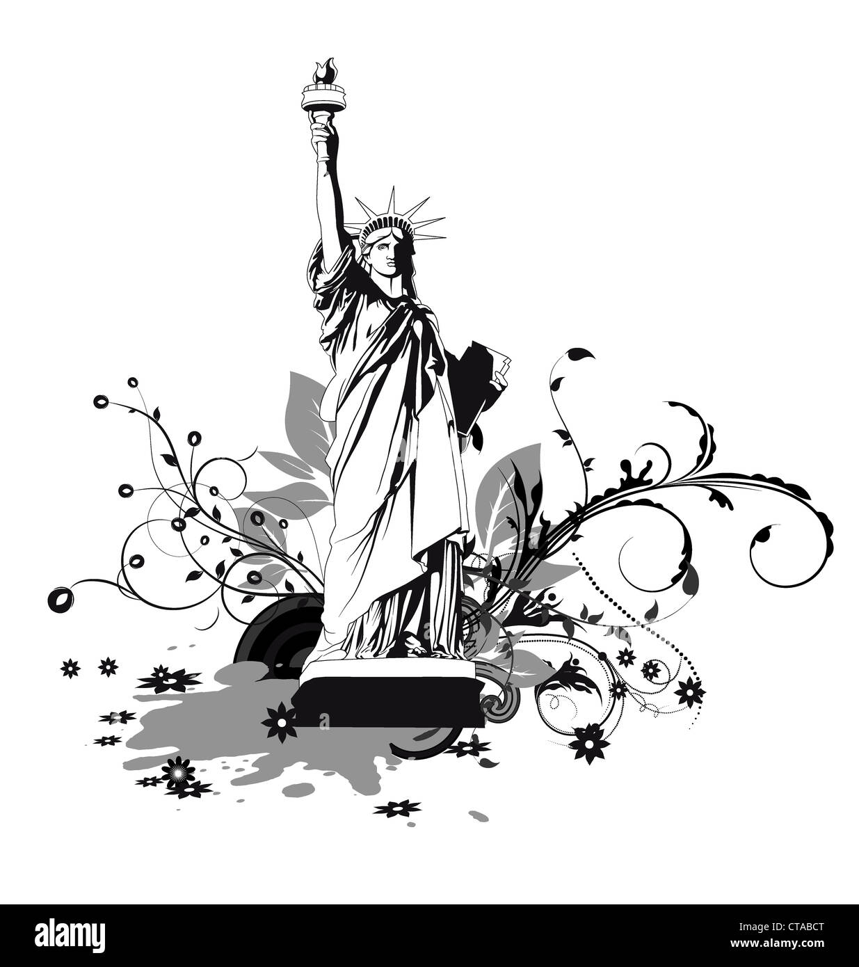 vector statue with floral and splash Stock Photo - Alamy