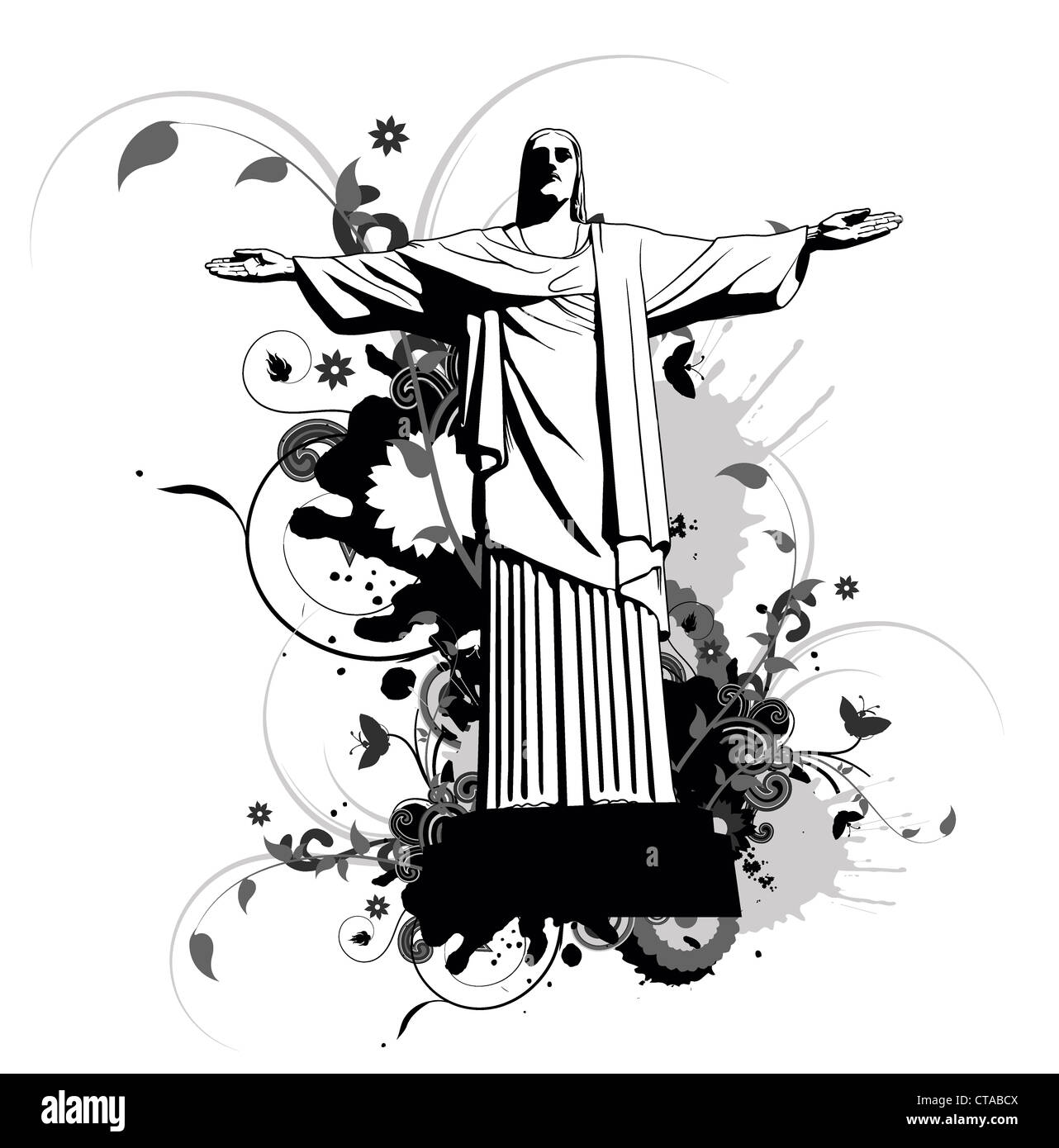 vector statue with floral and splash Stock Photo - Alamy