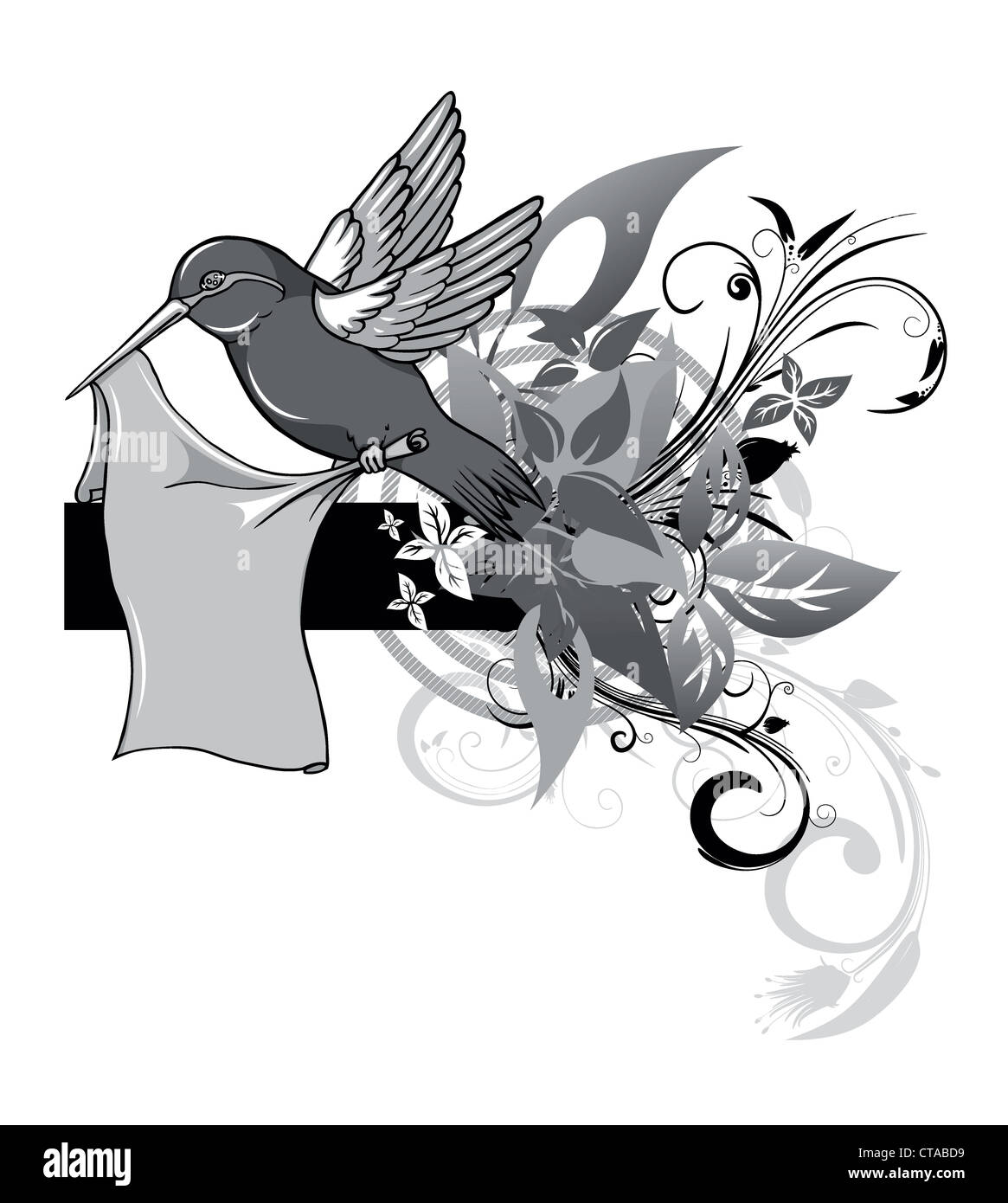 vector bird with abstract floral Stock Photo - Alamy