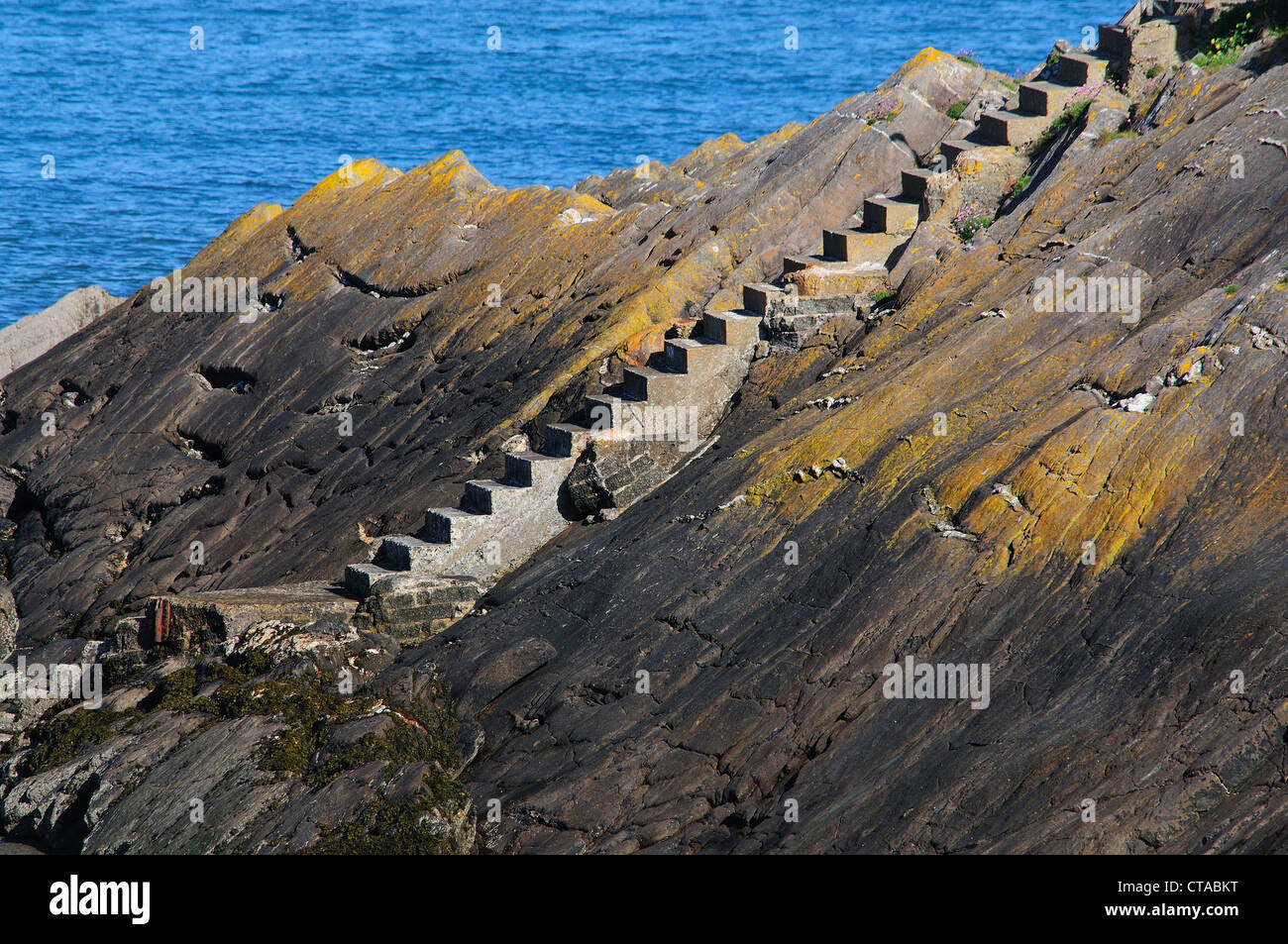 A view of the steps at Combe Martin on the north Devon coast UK Stock ...