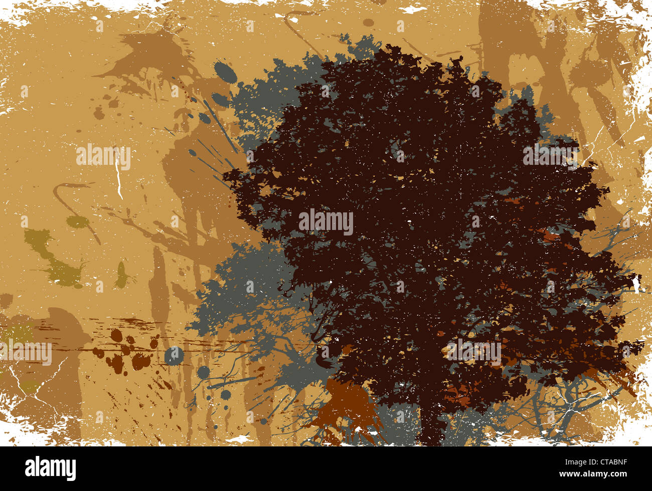 vector vintage background with tree Stock Photo - Alamy