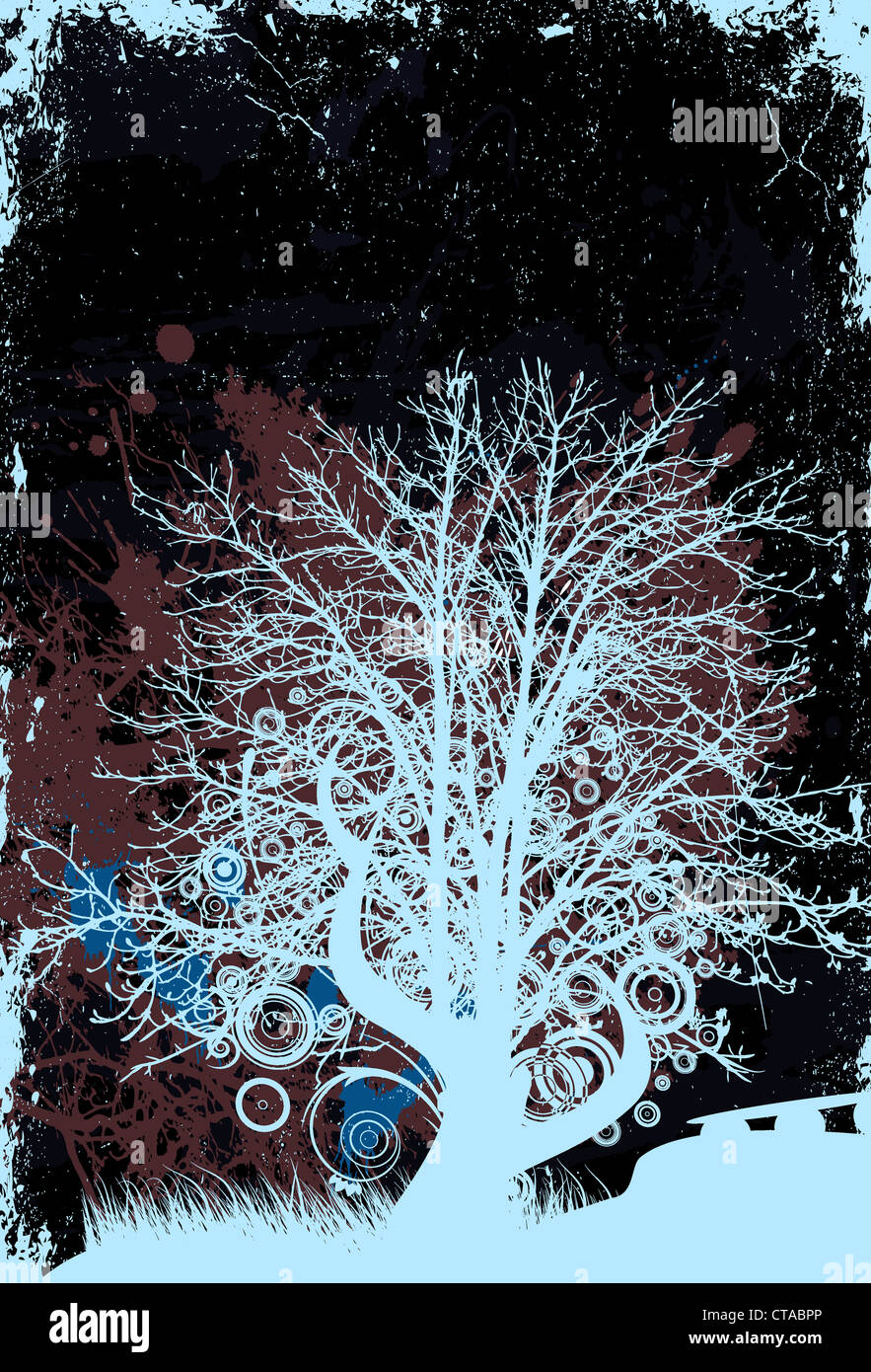 vector vintage background with tree Stock Photo - Alamy