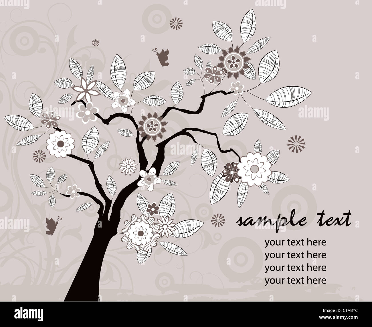 vector vintage background with tree Stock Photo - Alamy