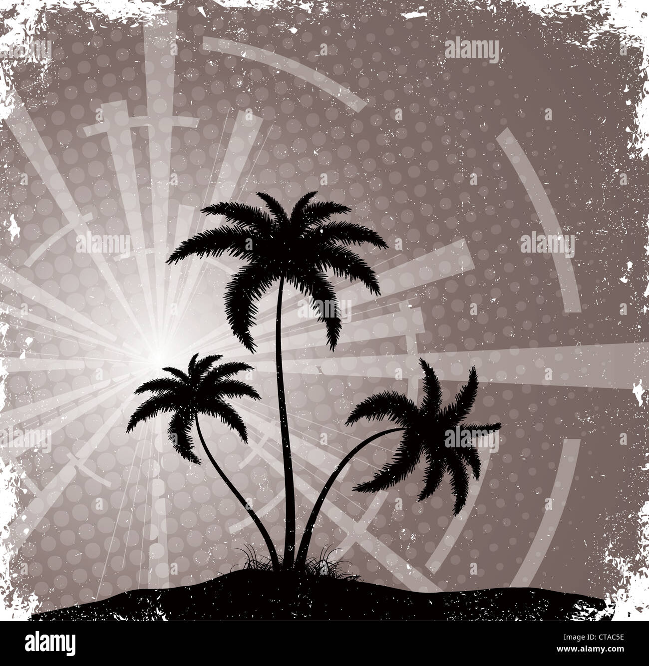 vector summer grunge background with palm trees Stock Photo - Alamy