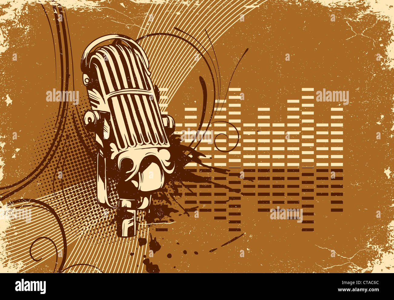 vector concert poster with microphone Stock Photo - Alamy