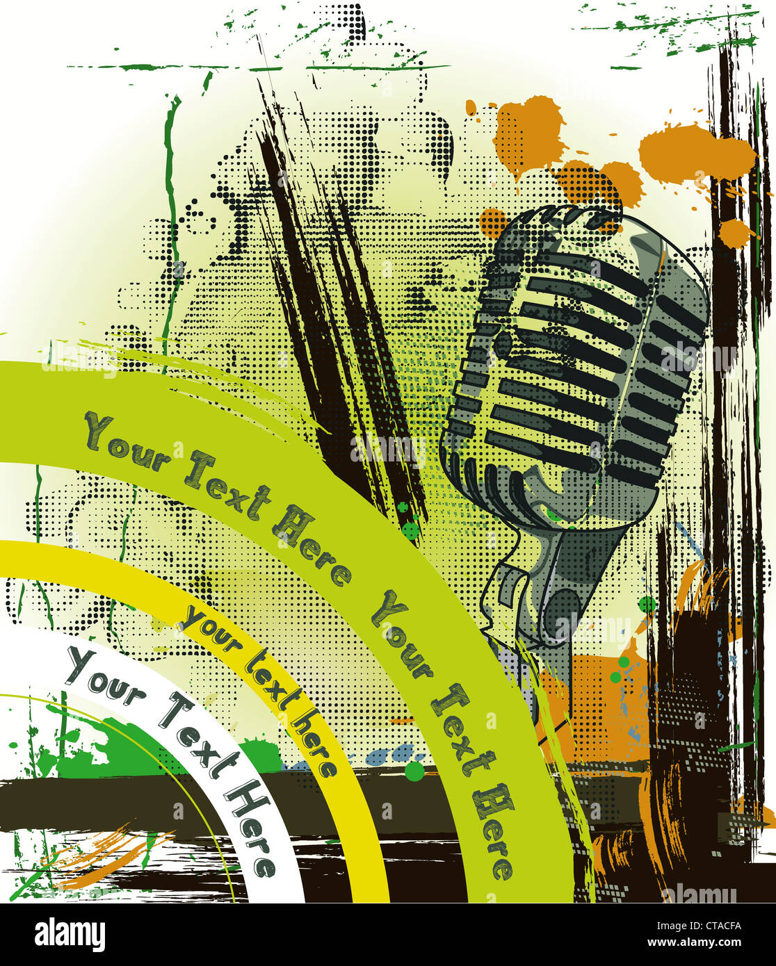 vector concert poster with microphone Stock Photo - Alamy