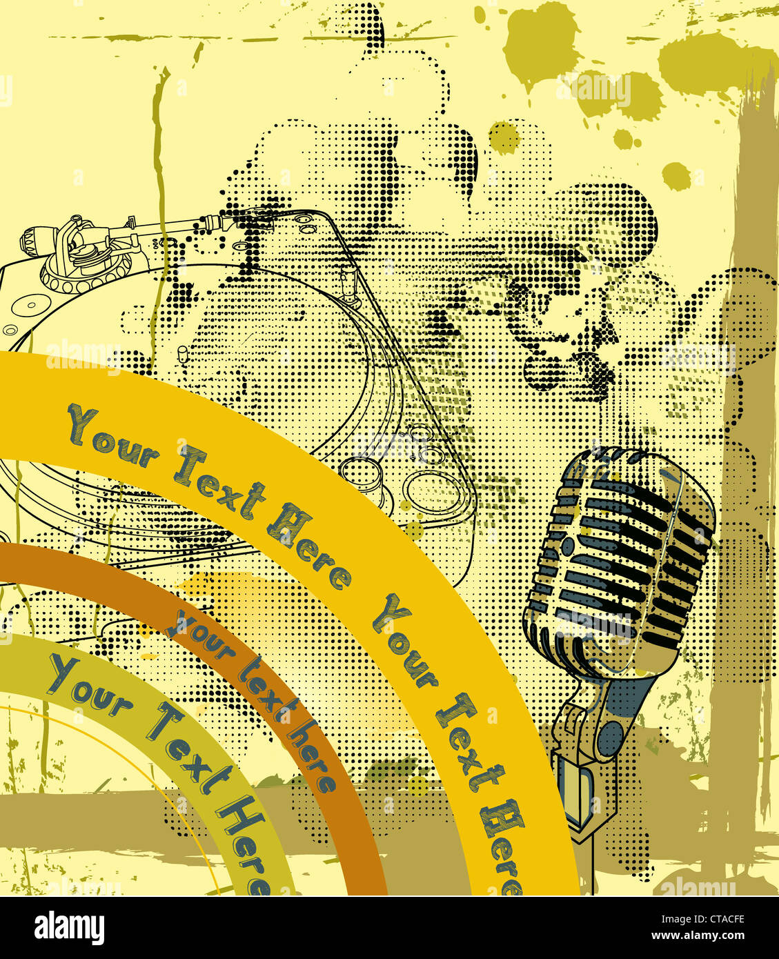 vector concert poster with microphone Stock Photo - Alamy