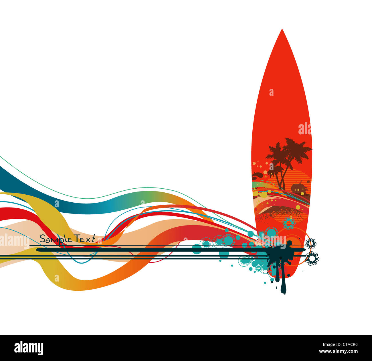 vector summer background with surfboard Stock Photo - Alamy