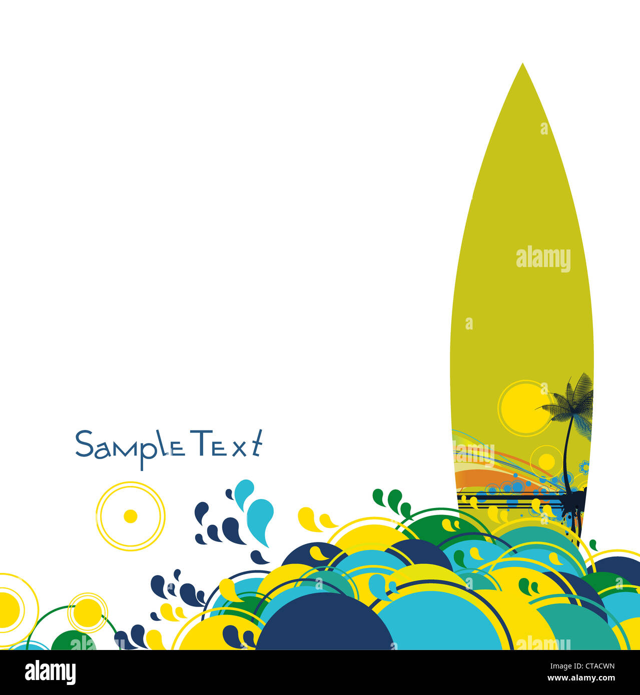 vector summer background with surfboard Stock Photo - Alamy