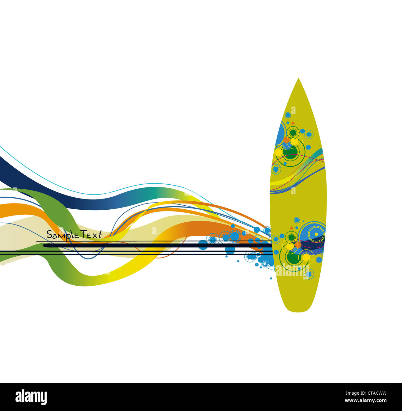vector summer background with surfboard Stock Photo - Alamy