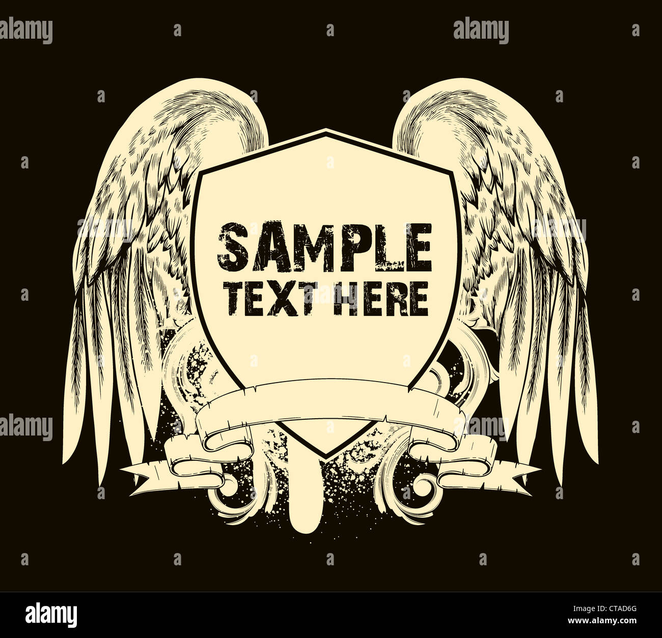 vector grunge t-shirt design with shield Stock Photo - Alamy