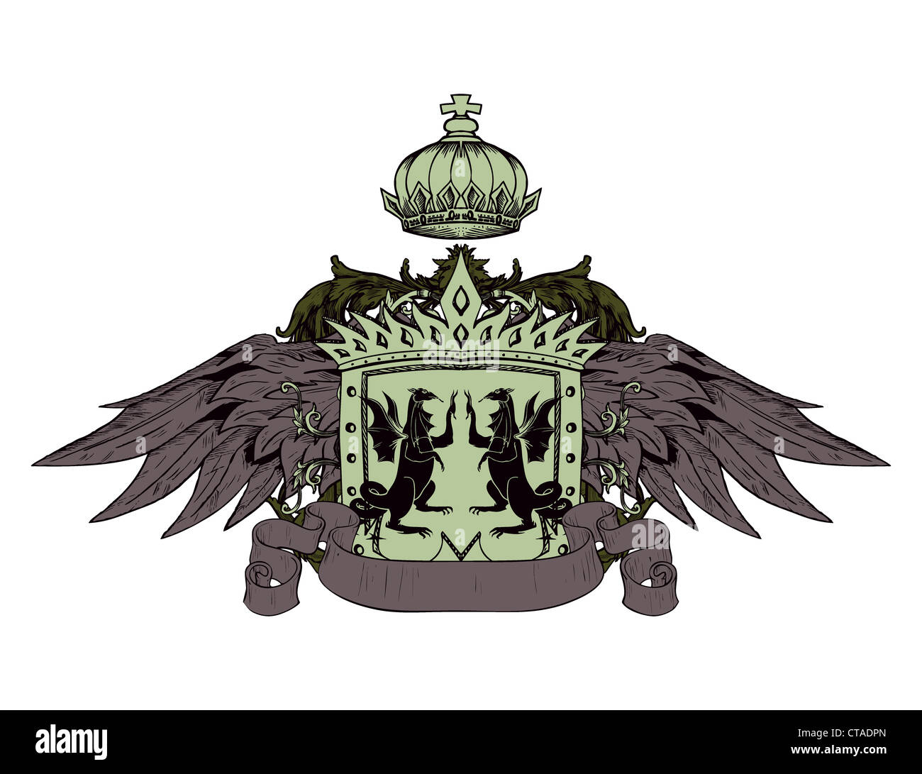 vintage crest with scroll vector illustration Stock Photo - Alamy