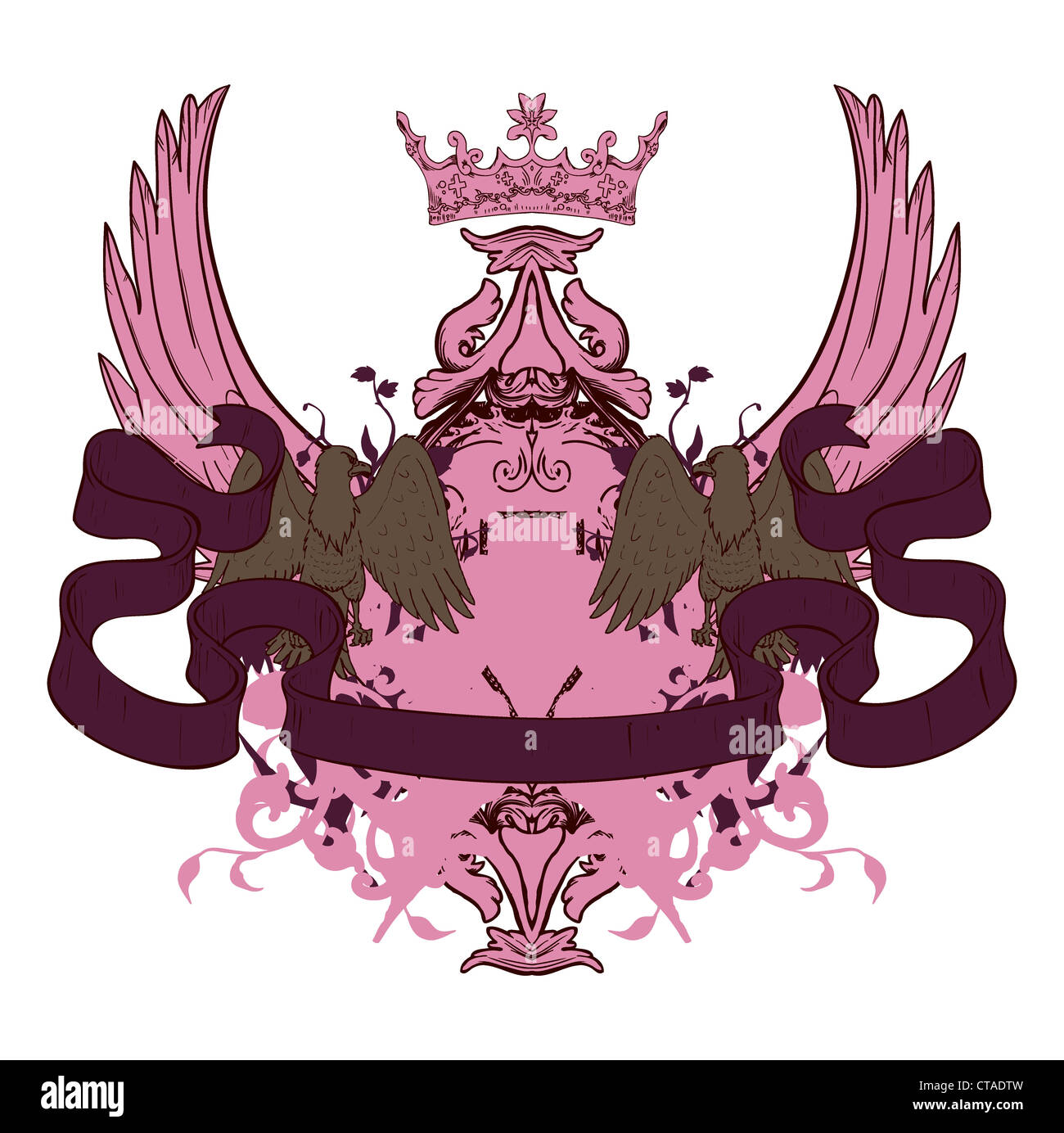 vintage crest with scroll vector illustration Stock Photo - Alamy