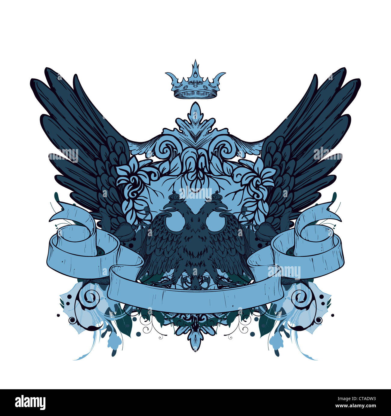 vintage crest with scroll vector illustration Stock Photo - Alamy