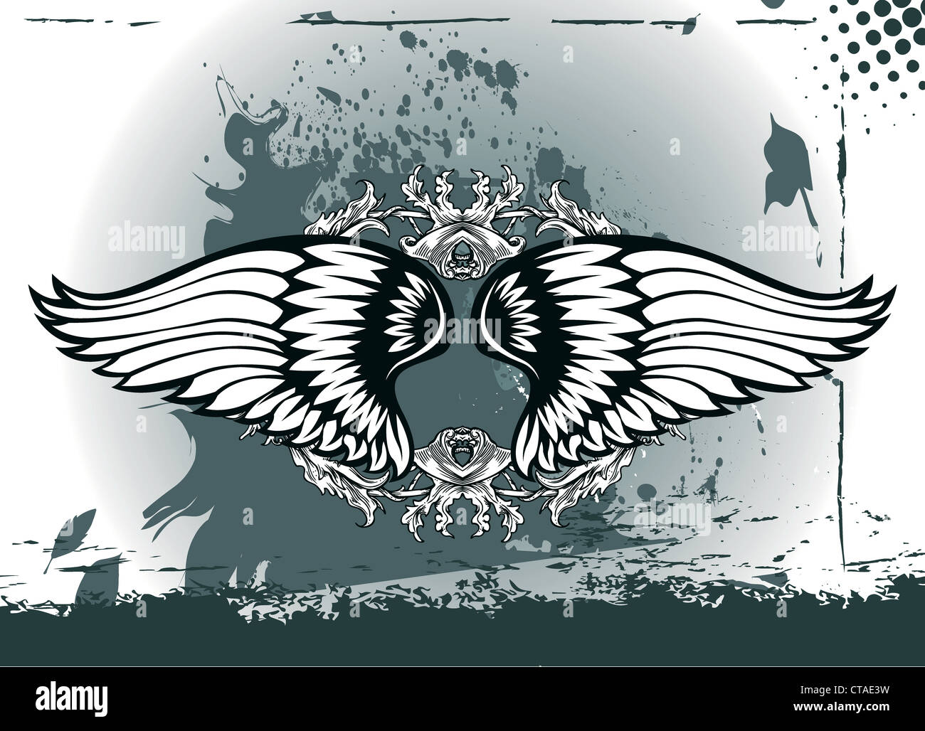 wings with floral vector illustration Stock Photo - Alamy