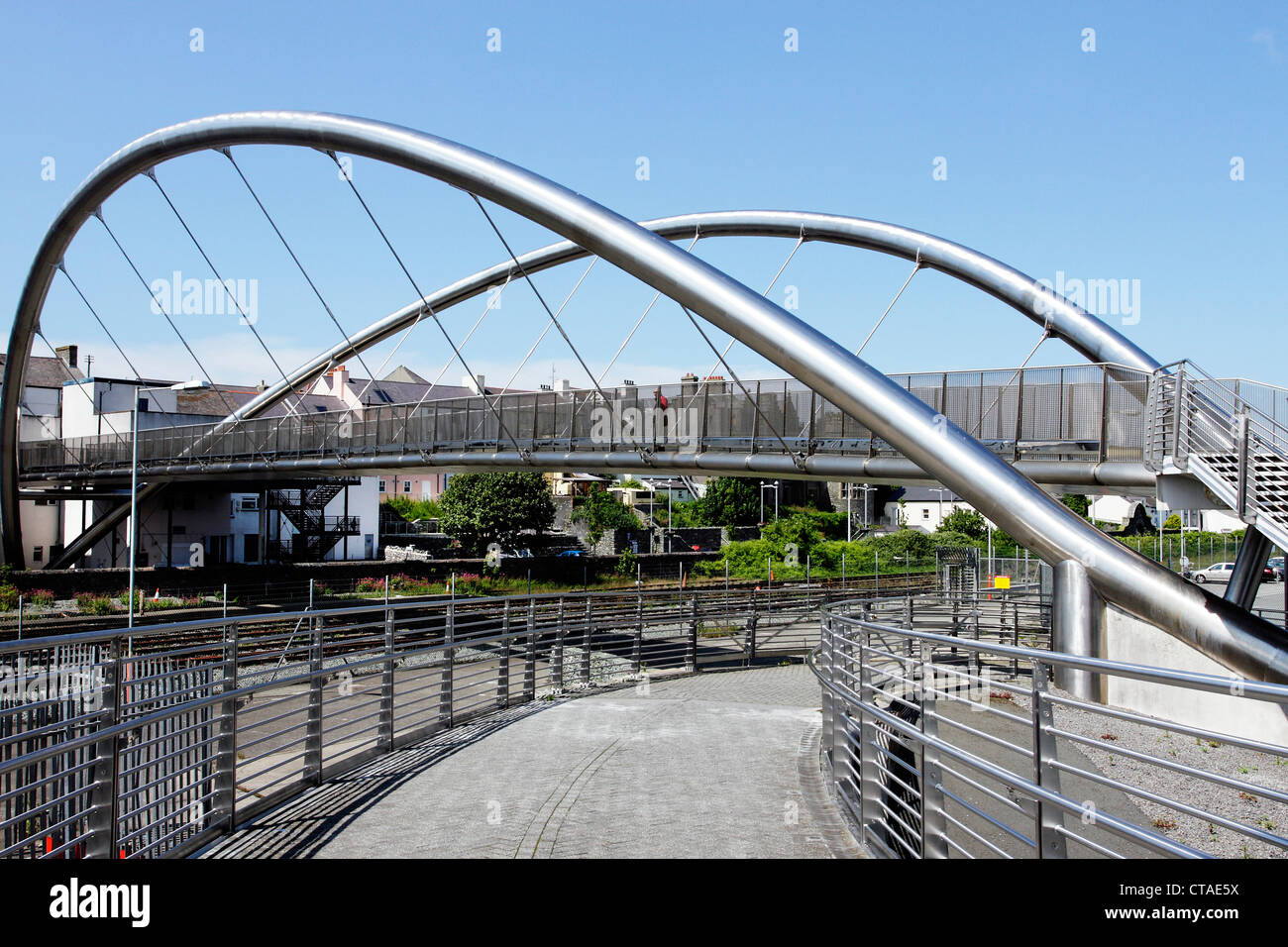 The Celtic Gateway Bridge in Holyhead, Anglesey, leading to the ferry ...