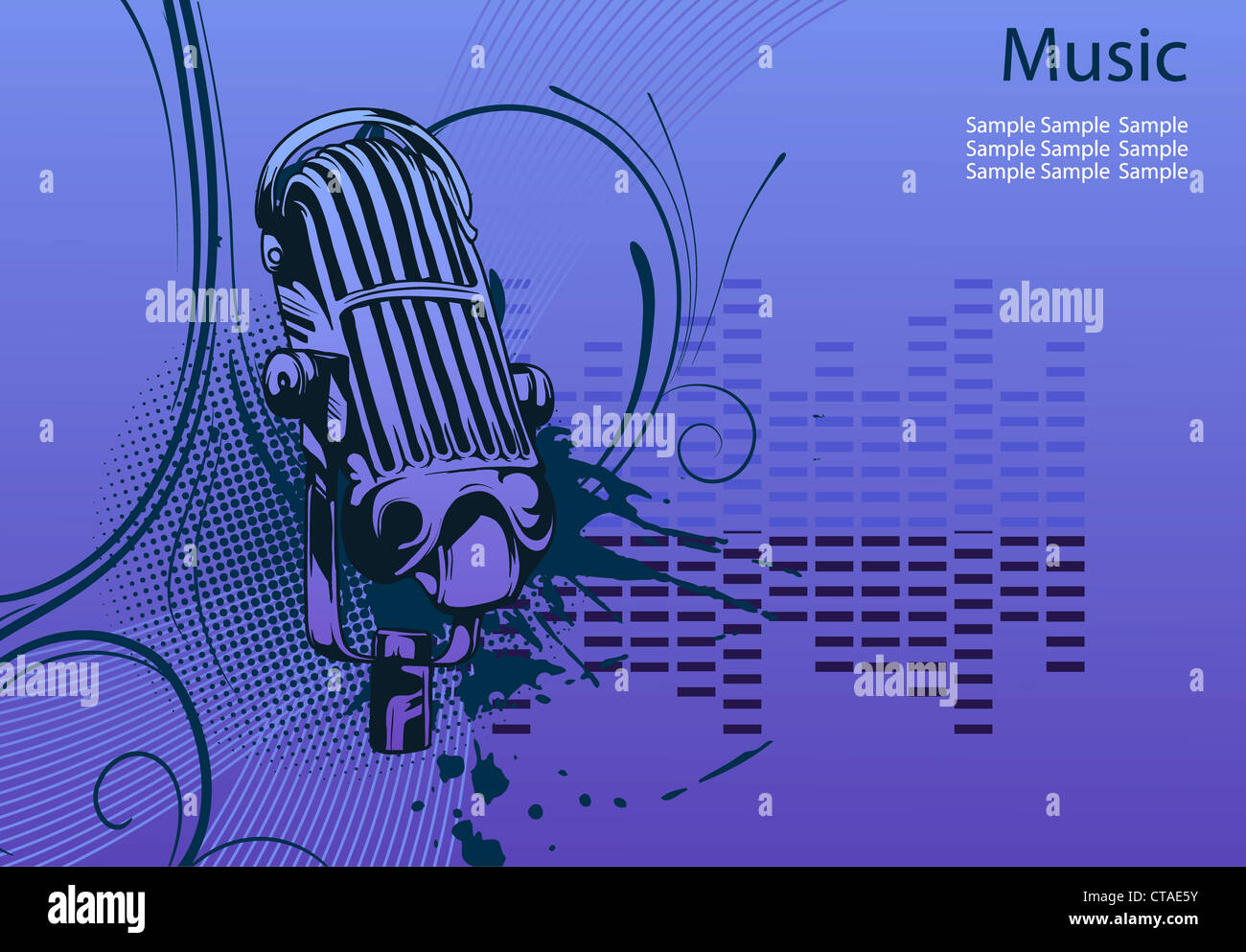 concert poster with microphone vector illustration Stock Photo - Alamy