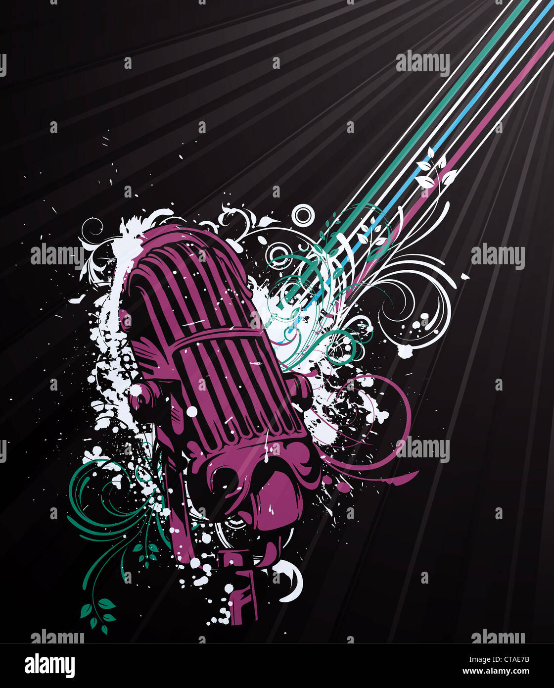 concert poster with microphone vector illustration Stock Photo - Alamy