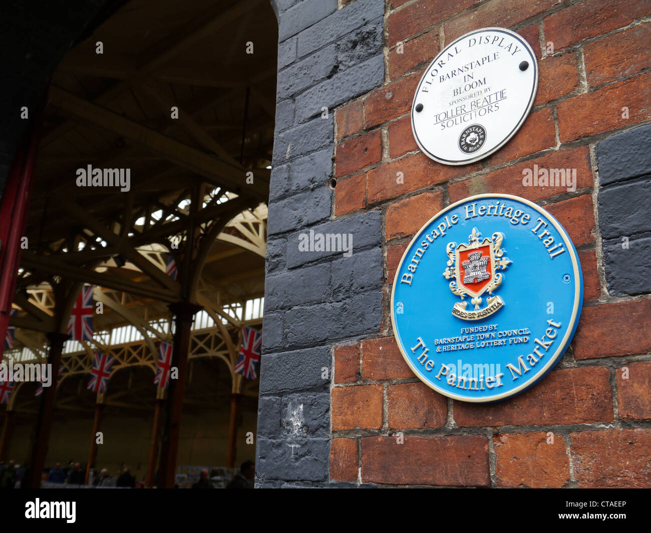 Pannier Market signs Barnstaple Devon England UK Stock Photo - Alamy