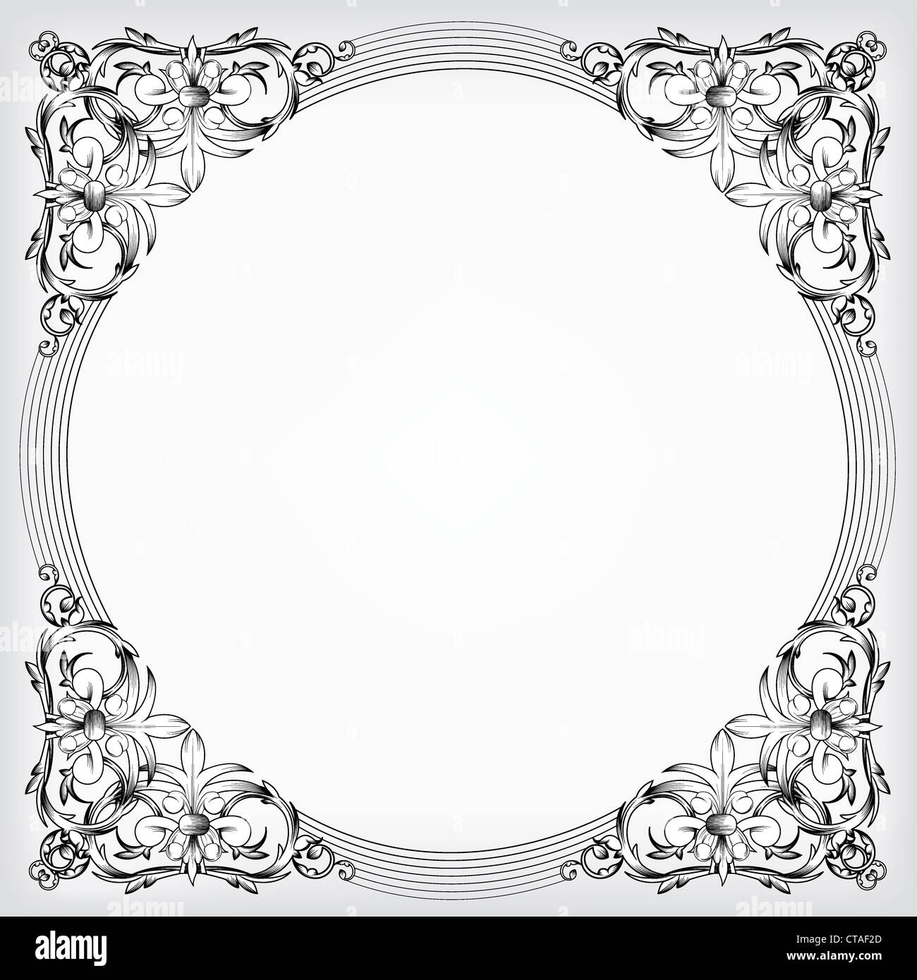 baroque floral frame vector illustration Stock Photo - Alamy
