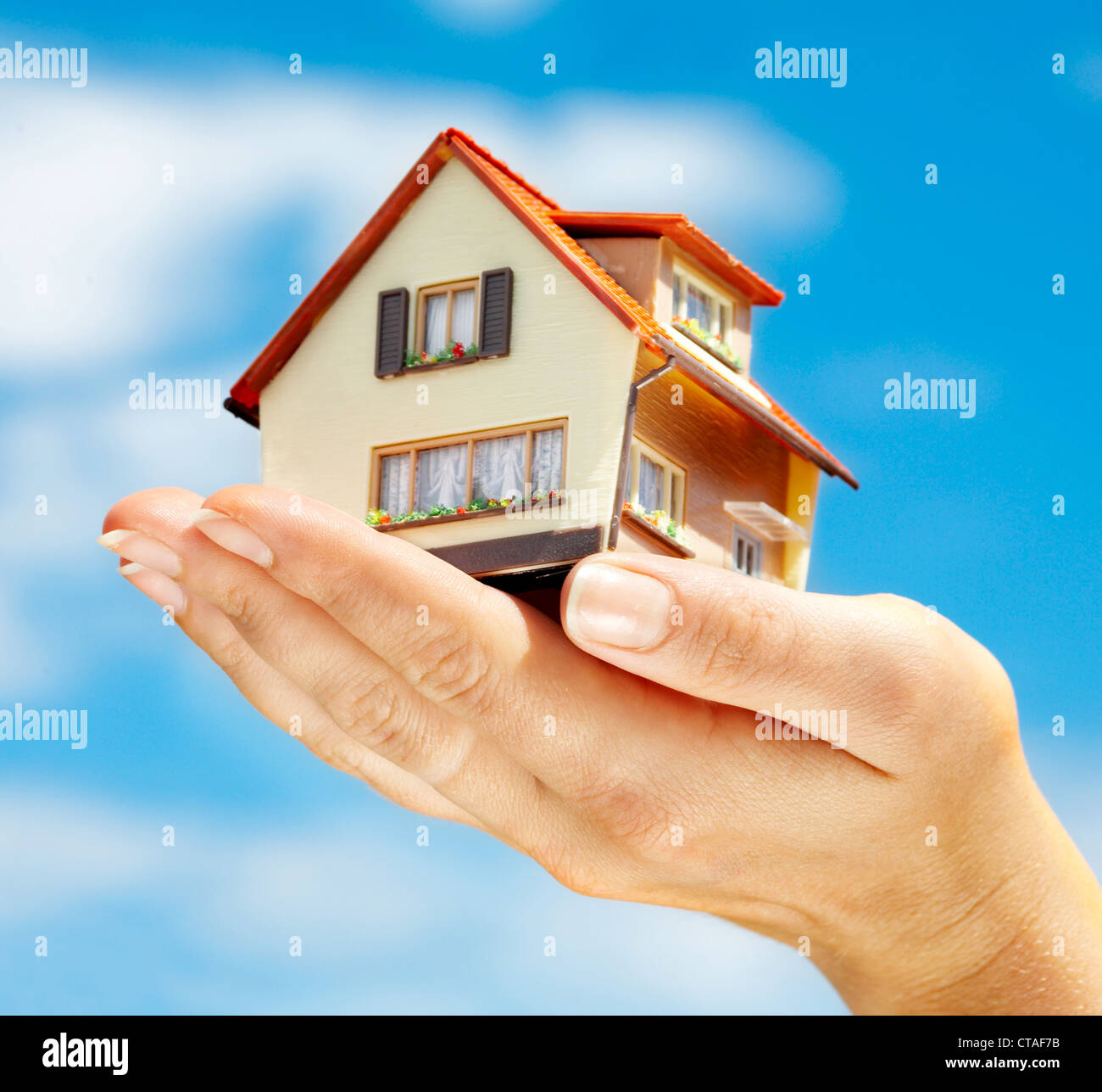 The house in human hands Stock Photo - Alamy