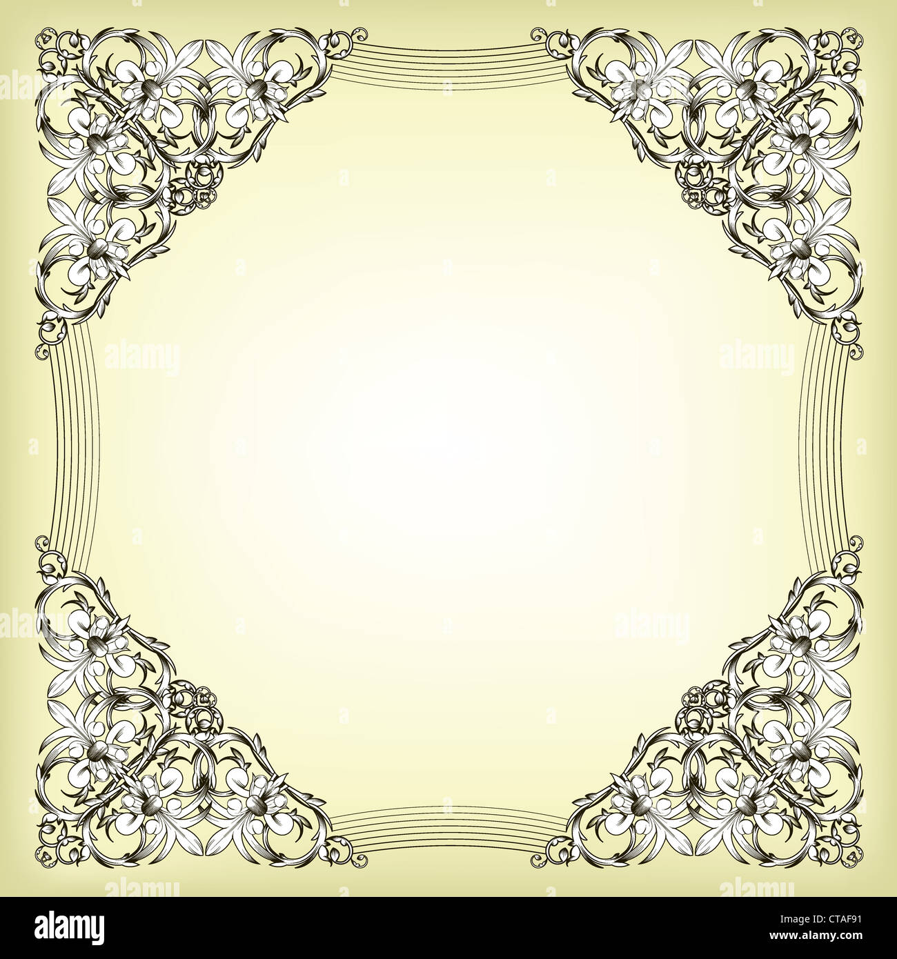 baroque floral frame vector illustration Stock Photo - Alamy