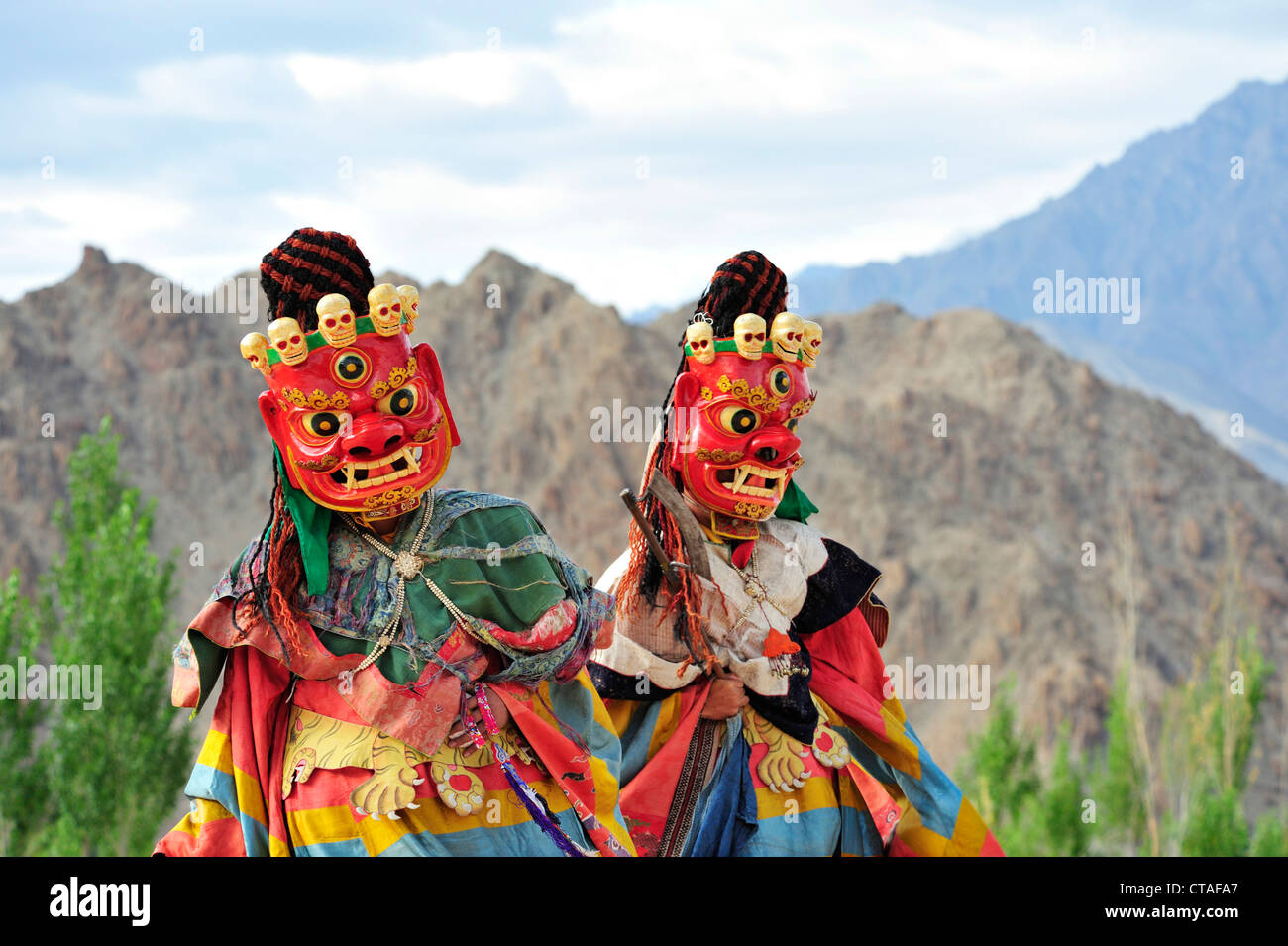 Mask dance at monastery festival, Phyang, Leh, valley of Indus, Ladakh ...