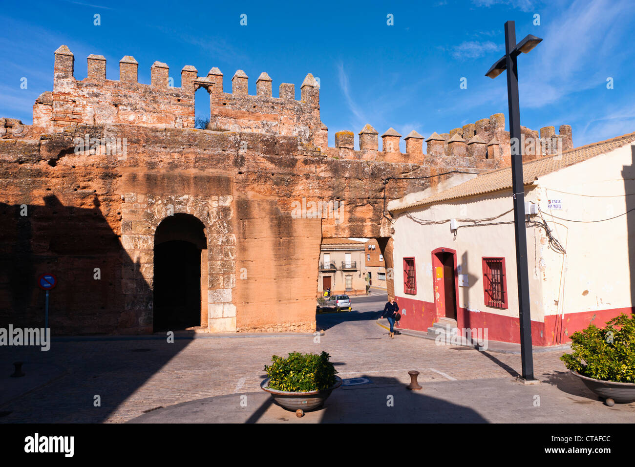 Niebla, Huelva Province, Andalusia, southern Spain. Gate through the ...
