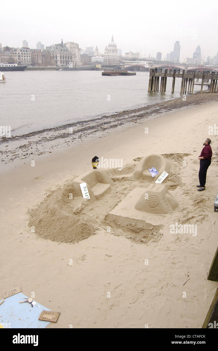 Sand sculpture on the South Bank of the Thames in London, England ...