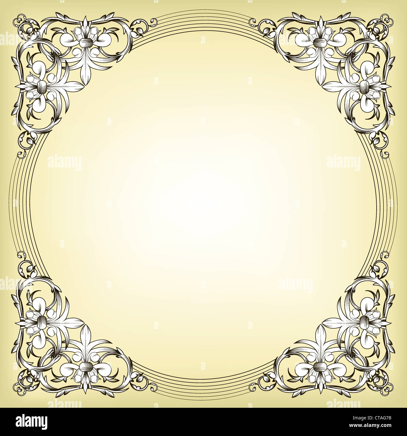 baroque floral frame vector illustration Stock Photo - Alamy