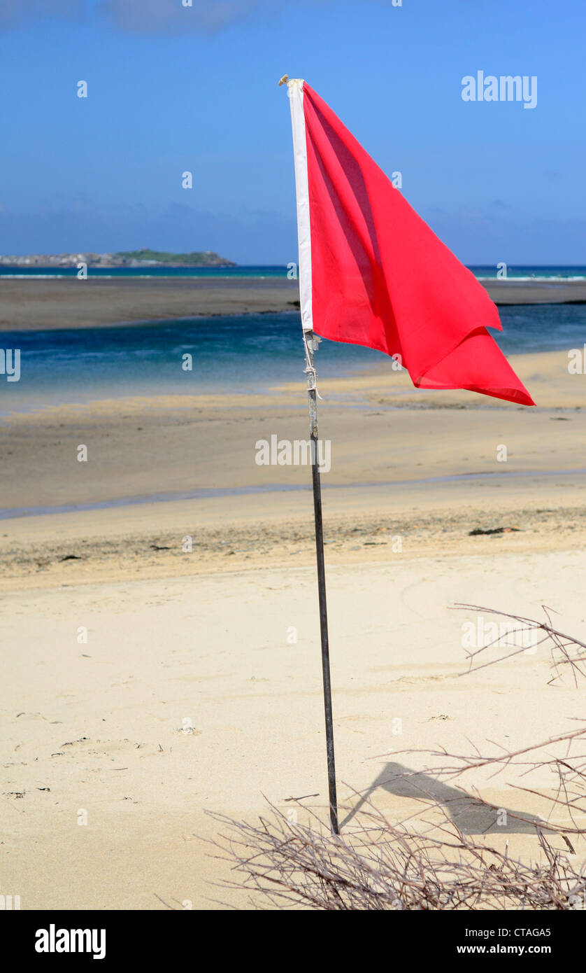 Red flag beach Cornwall UK Stock Photo - Alamy