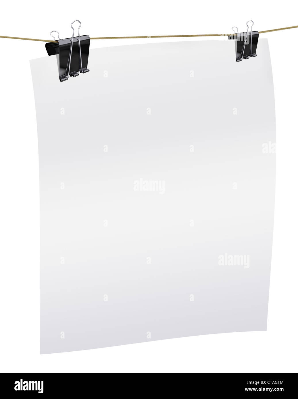 Blank paper sheet with paper clips Stock Photo - Alamy