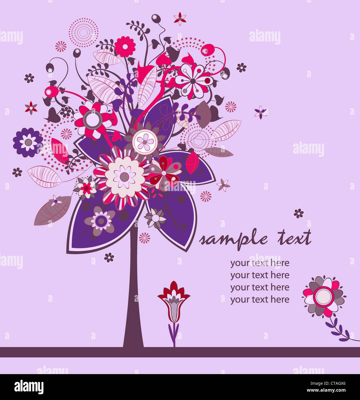 vector retro background with tree Stock Photo - Alamy