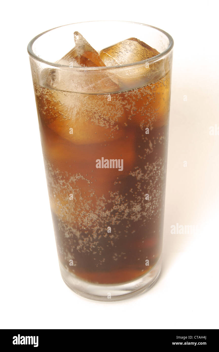 Glass of cola and ice isloated on a white background Stock Photo - Alamy