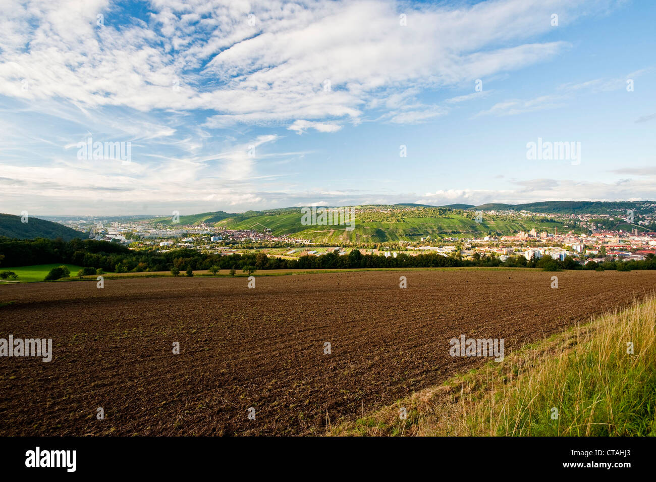 View to Stuttgart and Esslingen, Stuttgart, Baden-Wurttemberg, Germany ...