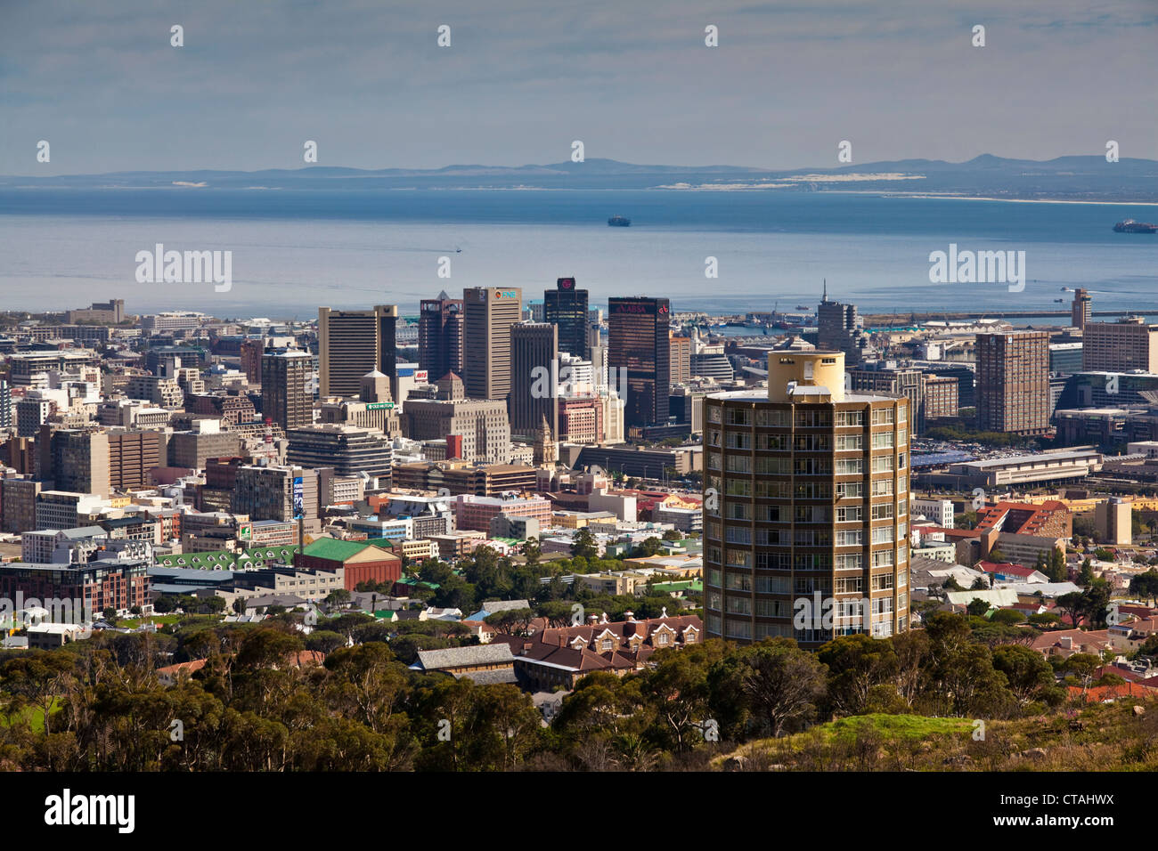 View from the foot of Devils Peak on a residential tower of Disa Park ...