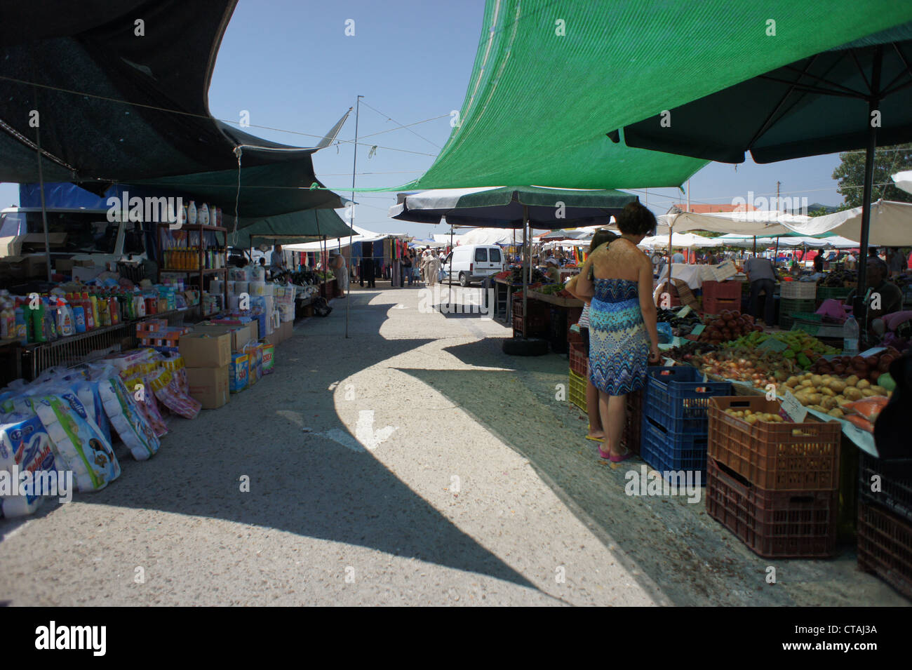 Street market, at Porto Lagos village, Thrace, Greece Stock Photo - Alamy