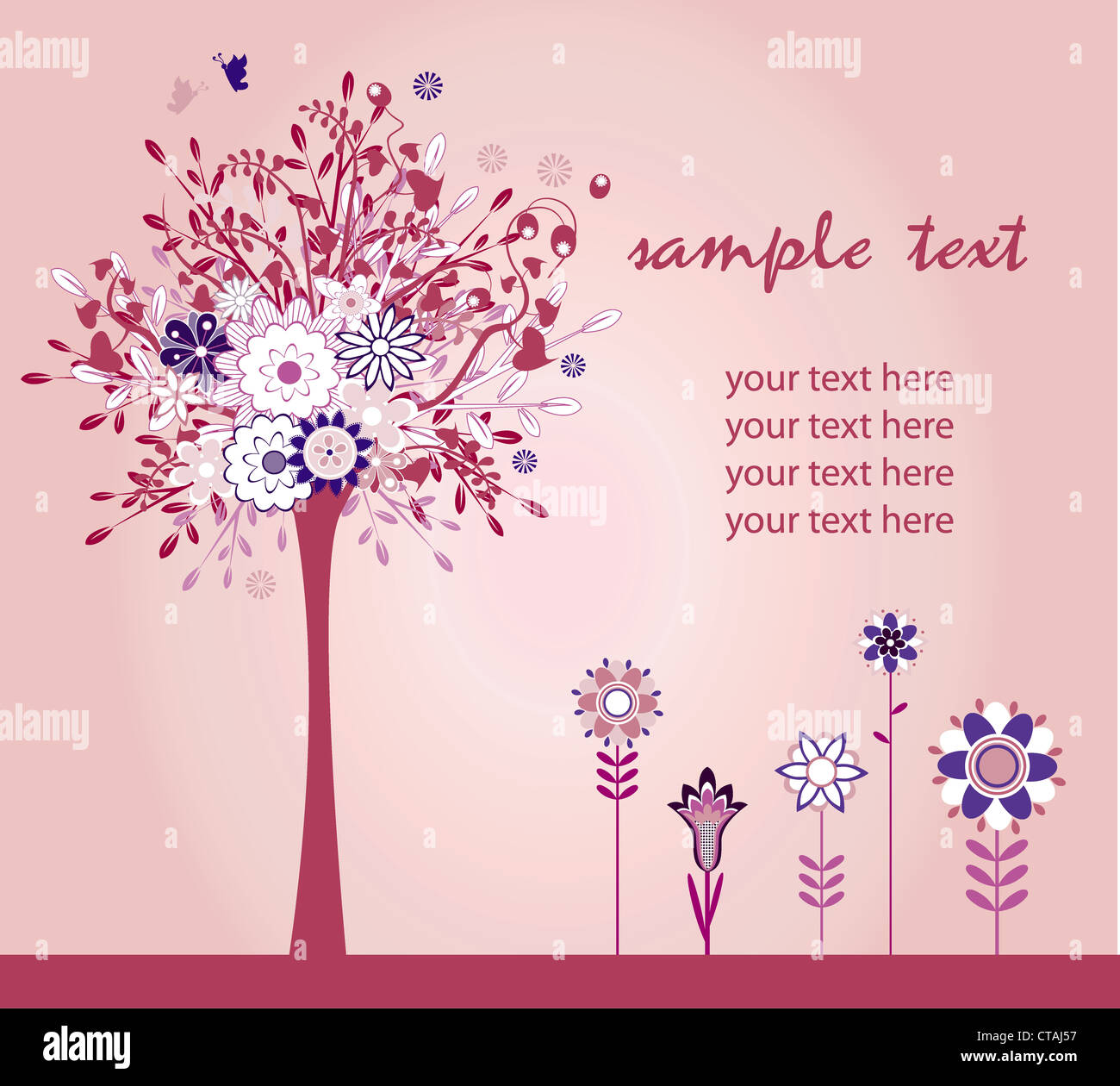 vector retro background with tree Stock Photo - Alamy