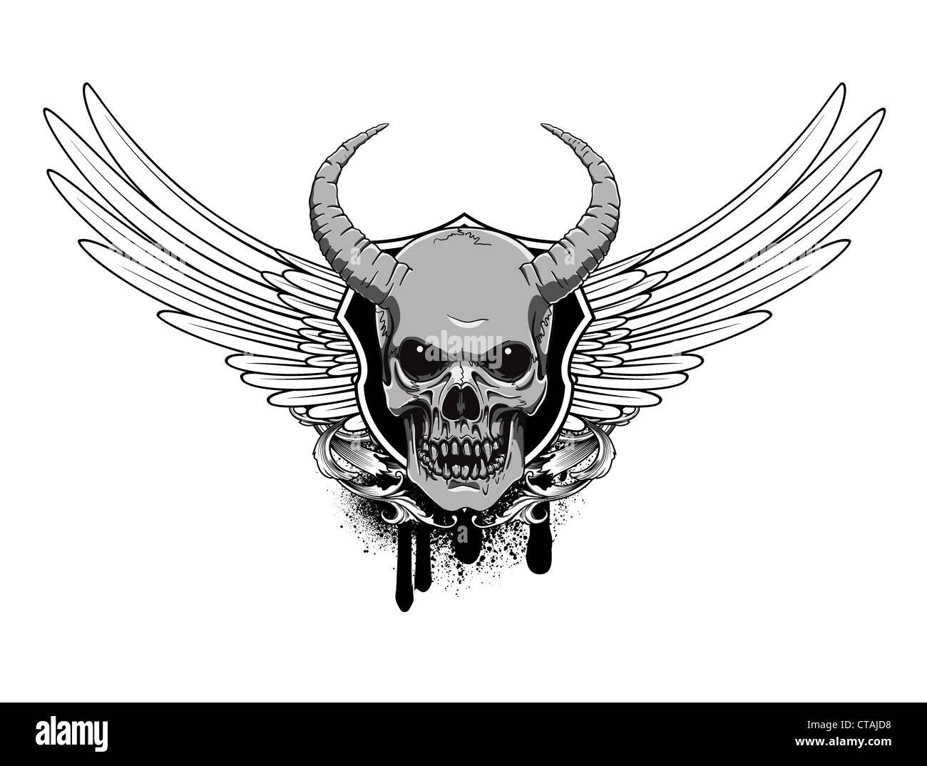 vector vintage emblem with skull Stock Photo - Alamy