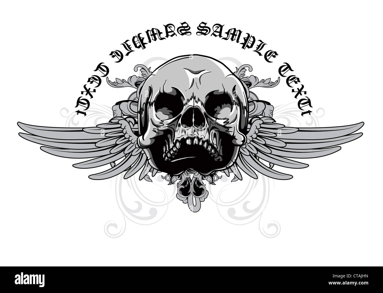 vector vintage emblem with skull Stock Photo - Alamy