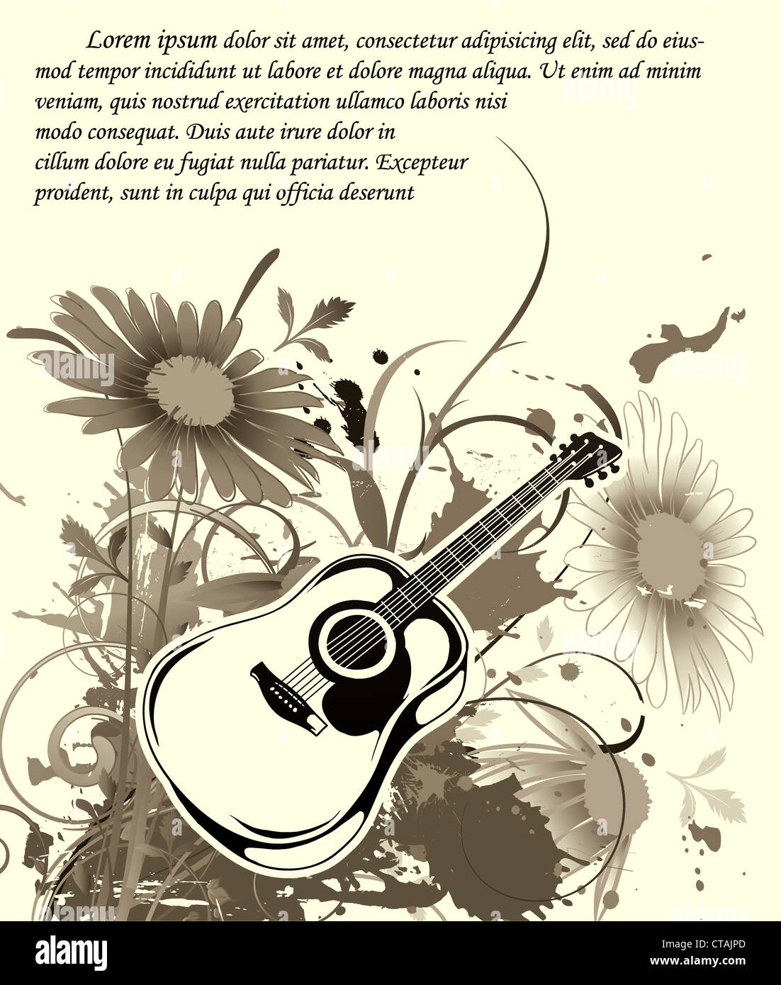 vector music wallpaper with guitar Stock Photo - Alamy