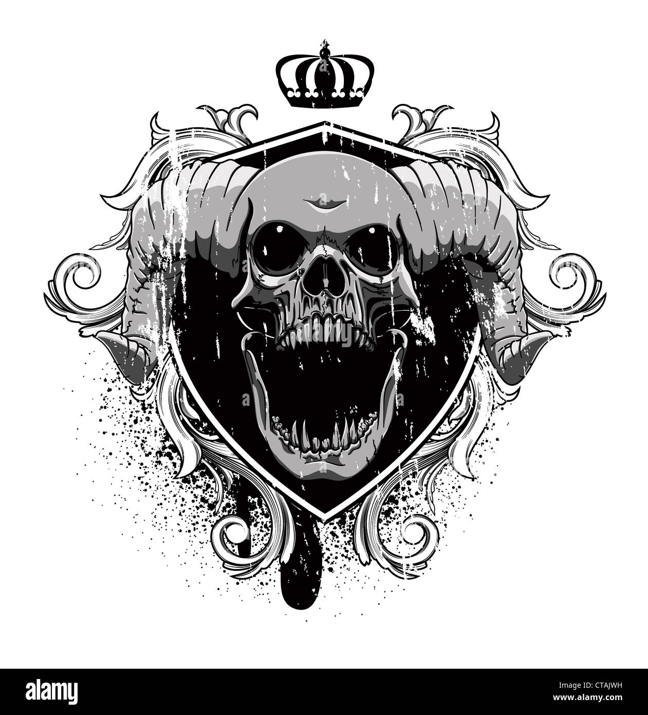 vector vintage emblem with skull Stock Photo - Alamy