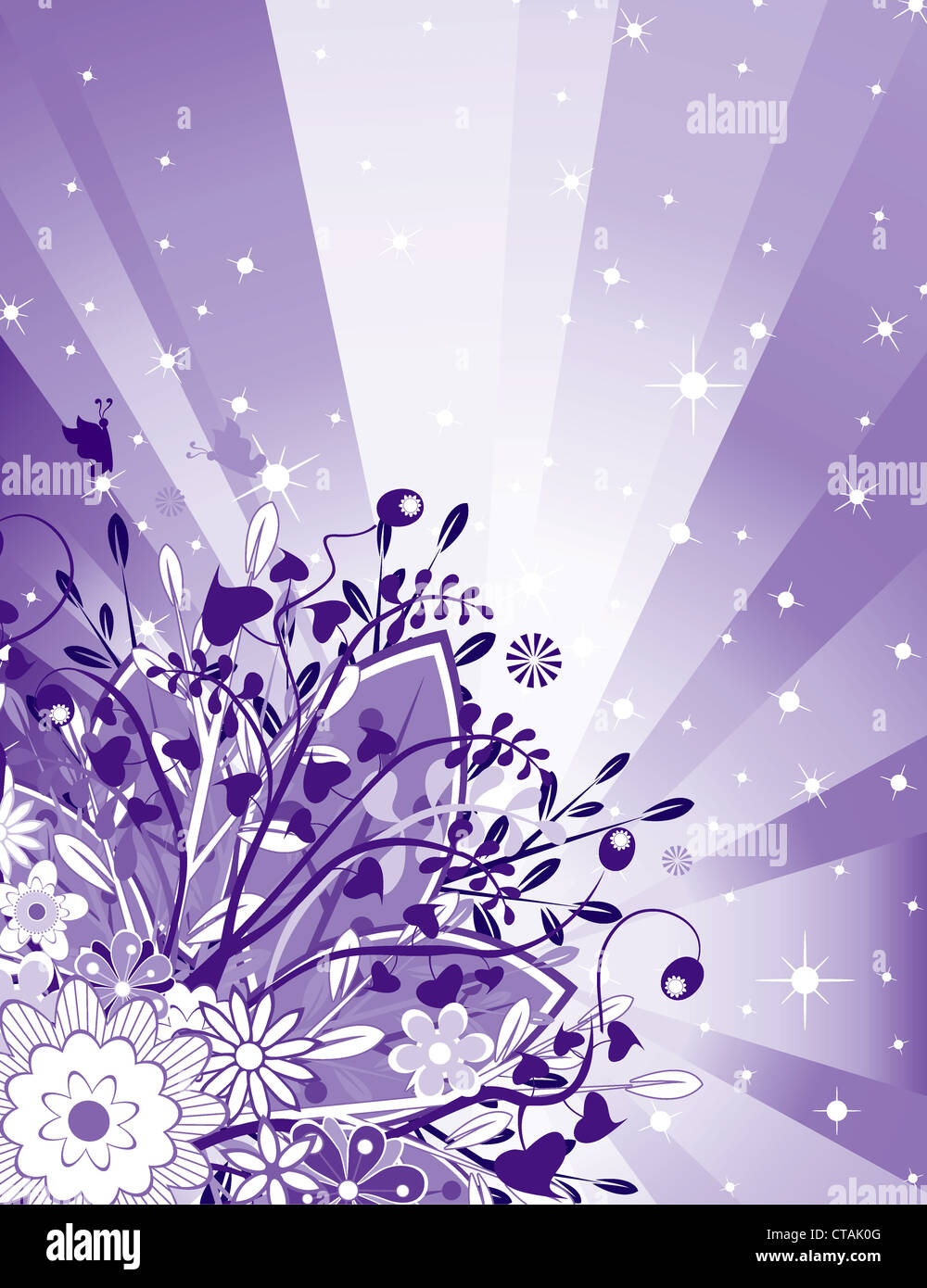 floral background with rays vector illustration Stock Photo - Alamy